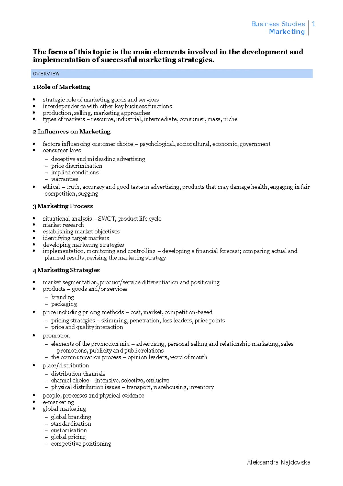 HSC Business Studies Module 2: Marketing Strategies and Case Studies ...