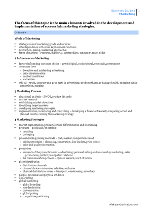 Business YEAR 12 Syllabus Notes - Operations - 10 HSC topic: Operations ...