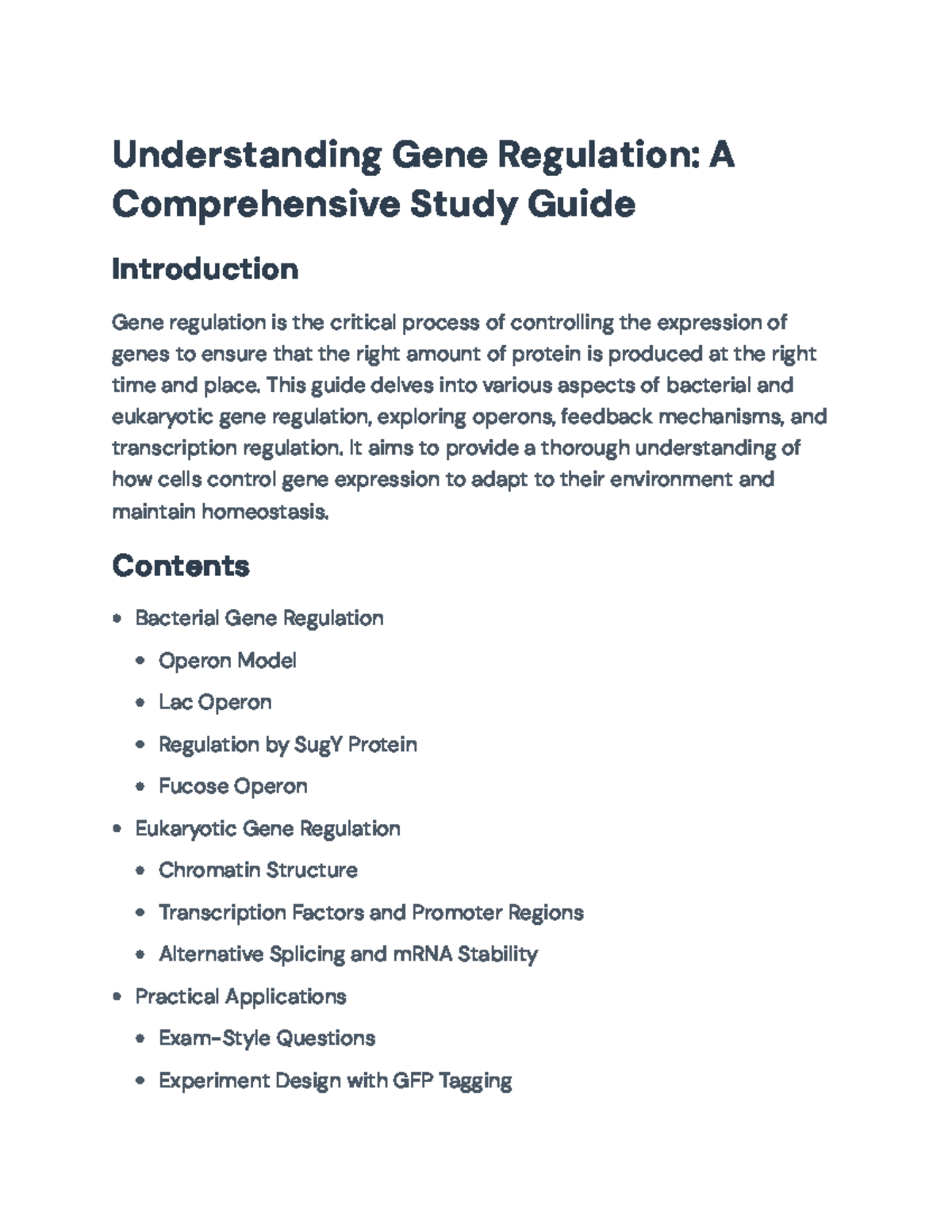 MOLB 101 Lecture Notes: Understanding Gene Regulation Study Guide - Studocu