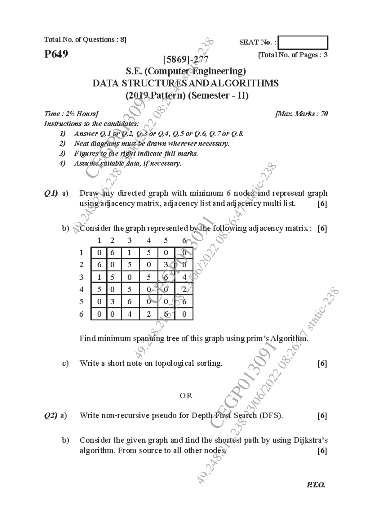DSA - 2022 & 2023 Data Structures & Algorithms Exam Papers Analysis - Studocu