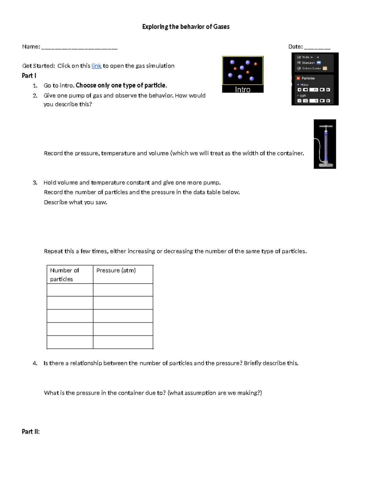 Phet Gas Behavior Analysis - Experimentation and Laws Exploration - Studocu