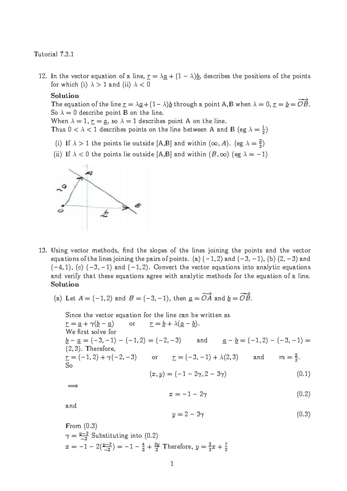 Tutorial 7.3.1: Vector Equations of Lines and Circles - Studocu