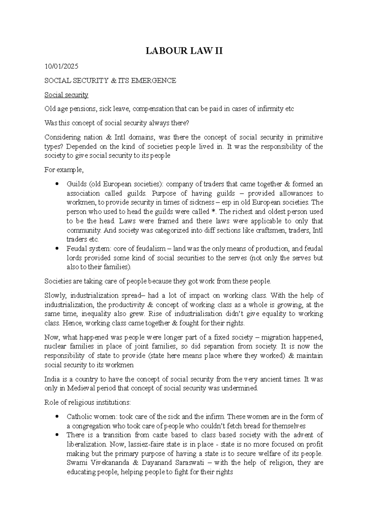 Labour LAW II - aksmkasf - LABOUR LAW II 10/01/ SOCIAL SECURITY & ITS ...