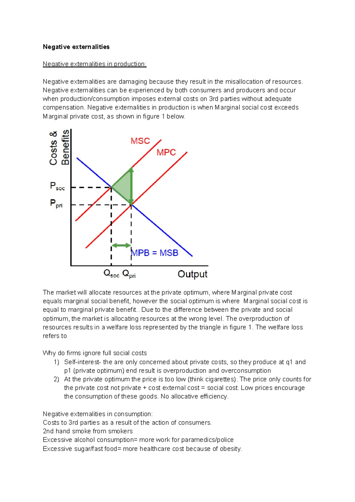 Negative Externalities in Production & Consumption: An Analysis - Studocu