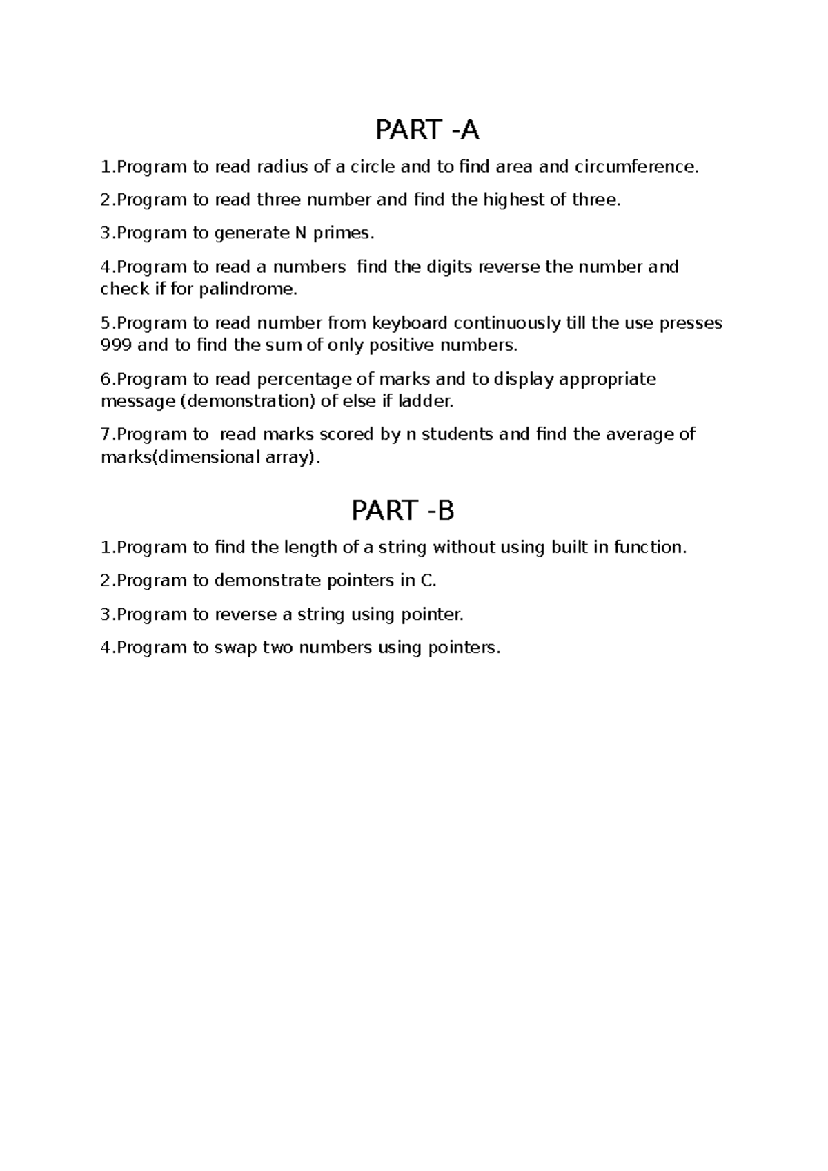 C Program Lab - Practical Exercises and Solutions - Studocu