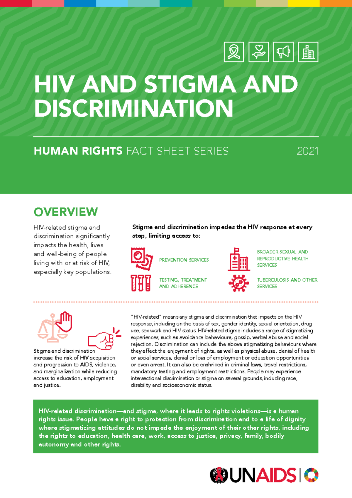 HIV Stigma & Discrimination: Human Rights Fact Sheet Series 2021 - Studocu