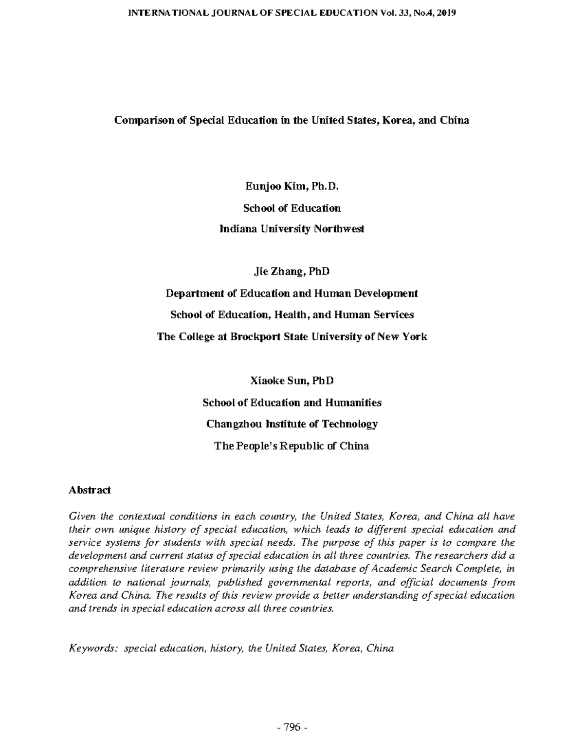Comparative Study of Special Education Systems: U.S., Korea, & China ...