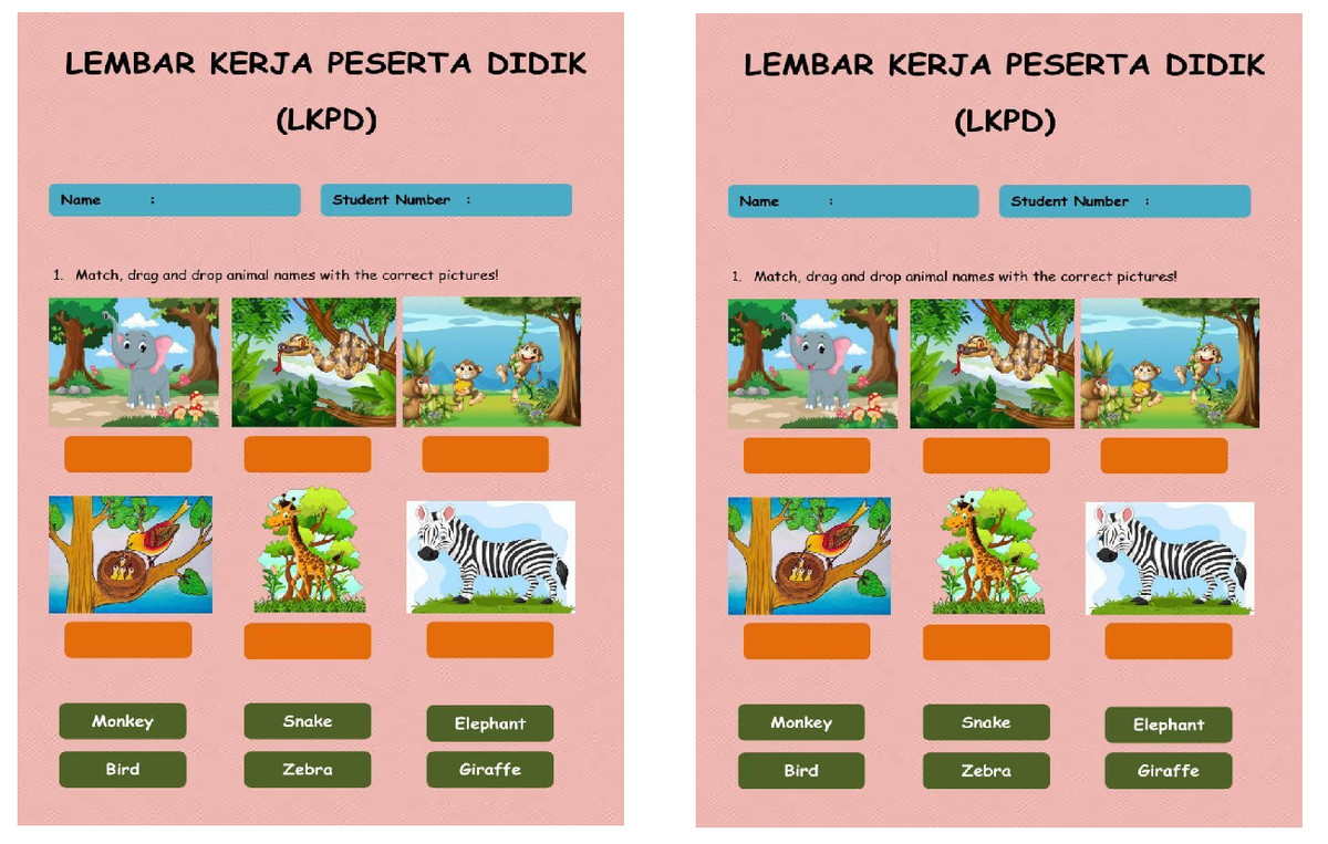 LKPD B Inggris: Matching Animal Names with Pictures - Studocu