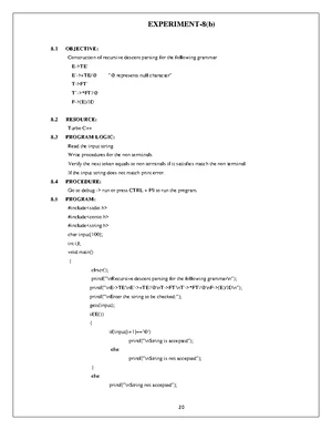 Write a C program to simulate lexical analyzer for validating operators - 1 EXPERIMENT- 1 1 ...