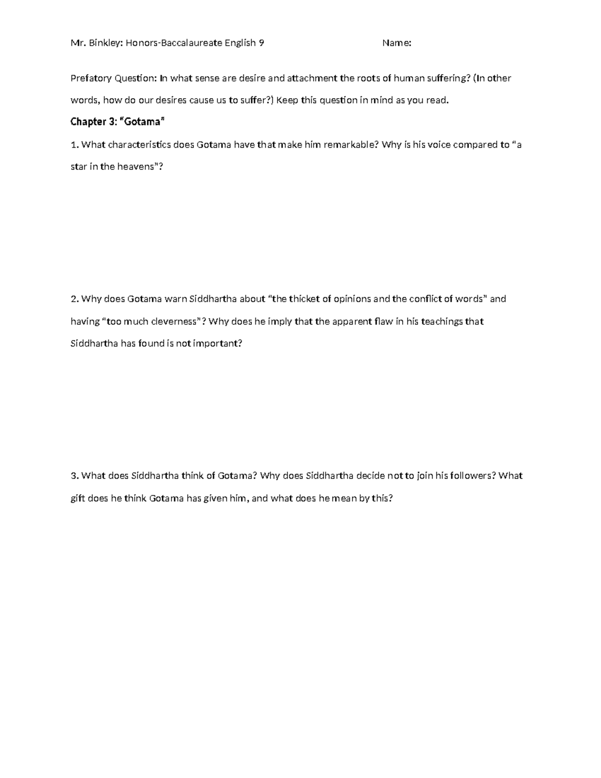 Siddhartha Analysis: English 9 Questions on Desire and Suffering - Studocu