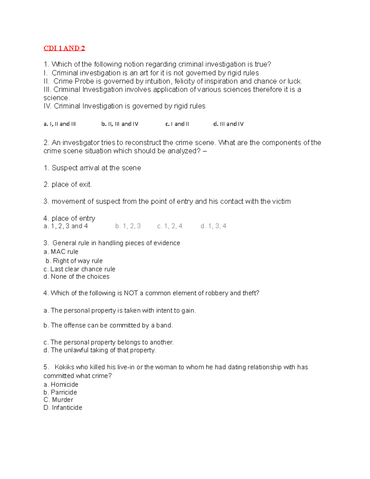 CDI 1 & 2: Comprehensive Review of Criminal Investigation Concepts ...