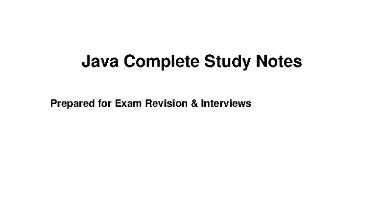 Java Complete Study Notes For Exam Revision Cs101 Studocu