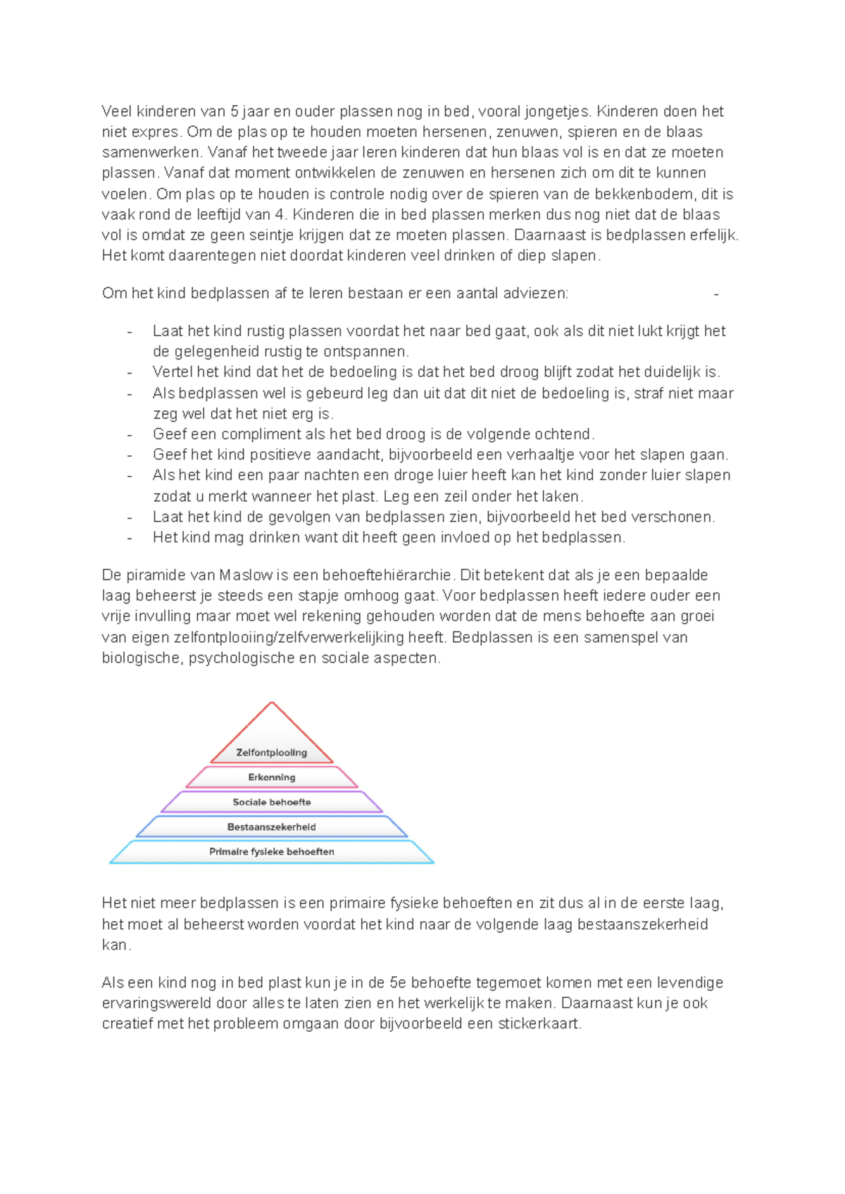 Adviezen voor Bedplassen bij Kinderen van 5 jaar en Ouders - Studeersnel