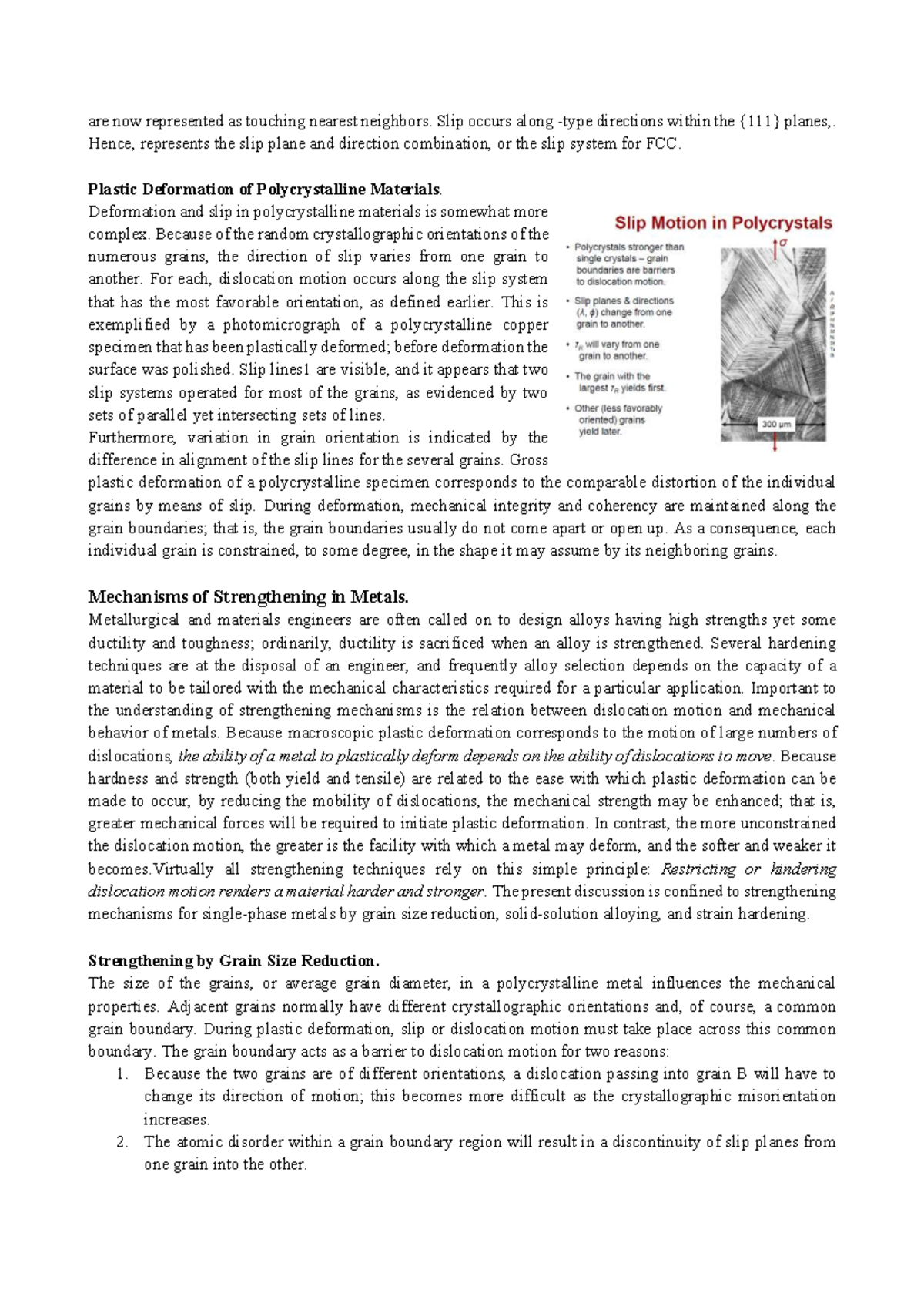 Plastic Deformation and Strengthening Mechanisms in FCC Metals (ENGR ...