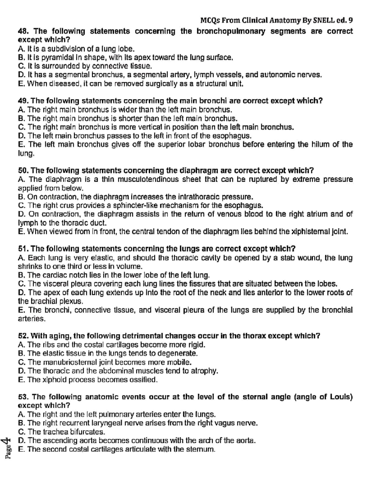 Nursing 317 quiz 4 - Nxjx - MCQs From Clinical Anatomy SNELL ed. 9 48 ...