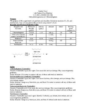 Ochem 2 Lab 6 - name Lab Partners- Date , CHEM 3106- 319 TA Experiment ...
