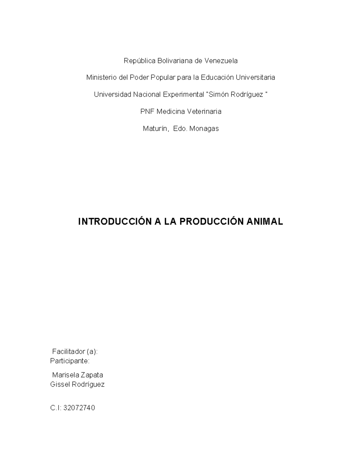 PNF Medicina Veterinaria: Introducción a la Producción Animal - Studocu
