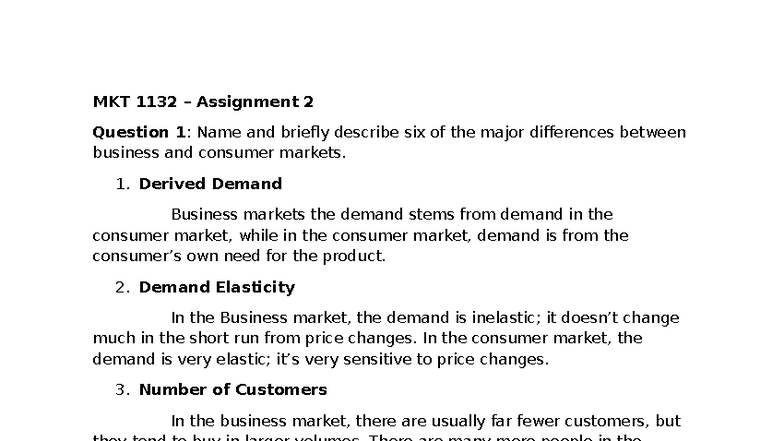 MKT 1132 Z - Assignment 2: Key Differences in Markets & Data Types ...