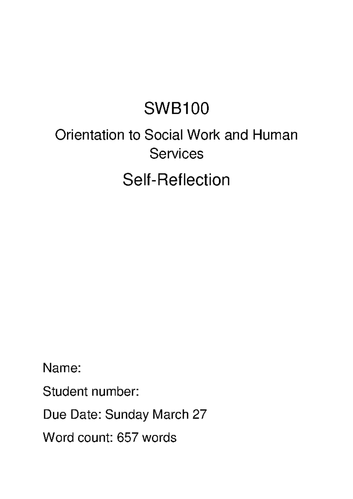 SWB 1: Self-Reflection Essay on Child Protection and Social Work - Studocu
