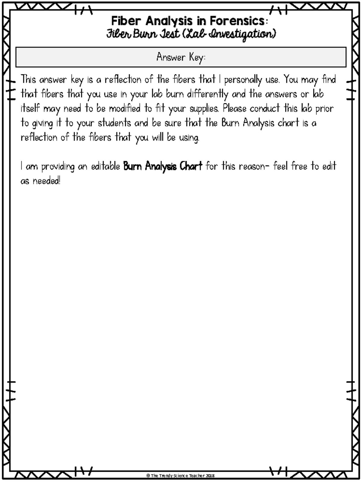 Fiber Burn Analysis Lab Sheet - Student Answer Key (Investigative ...