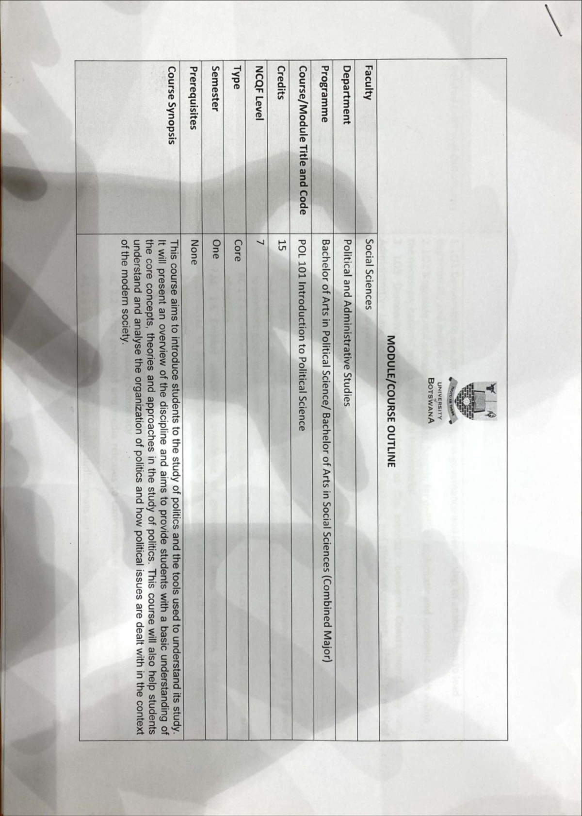 POL 101 Course Outline: Introduction to Political Science - Studocu