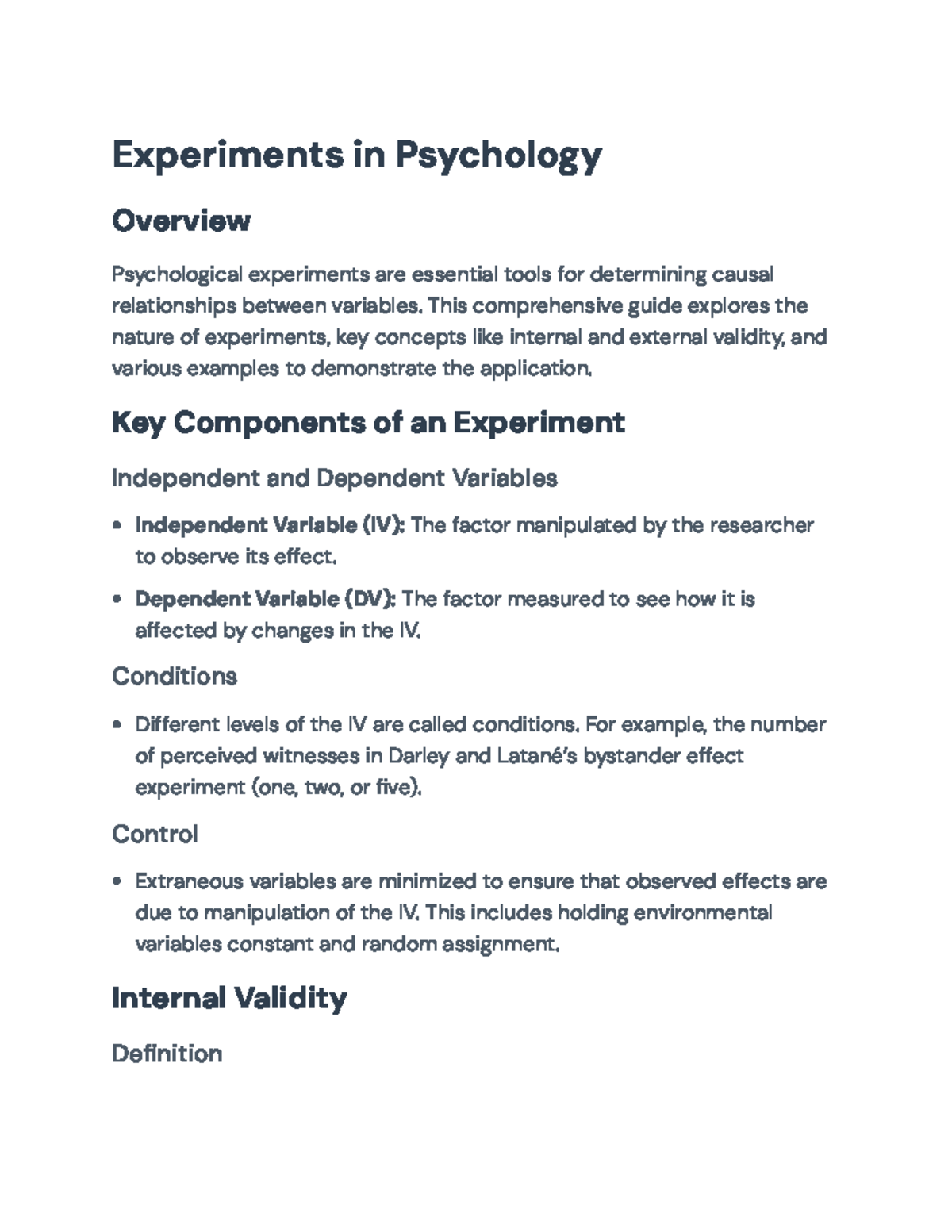 PSY 301: Psychology Experiments - Causality, Validity & Key Concepts ...