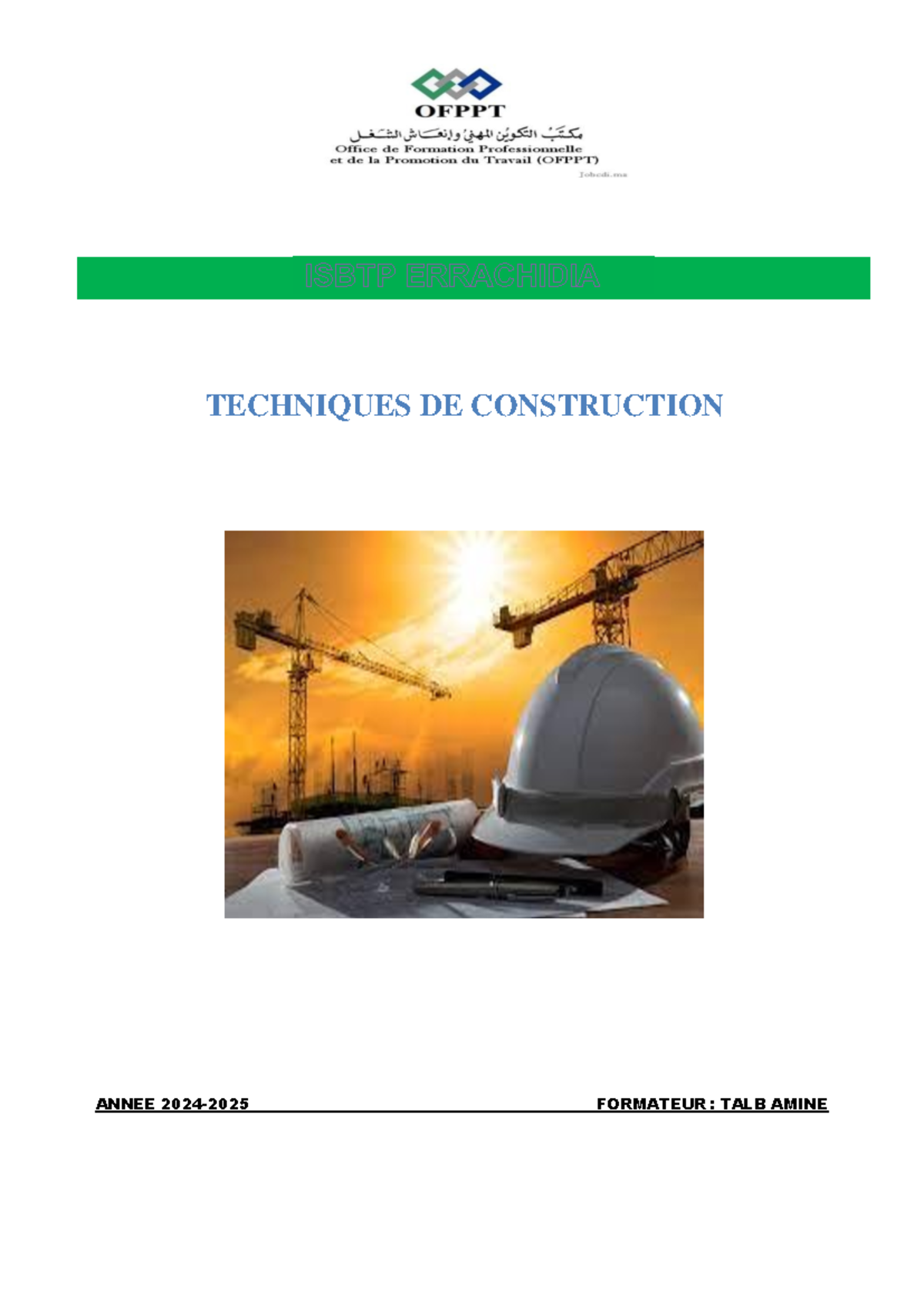 Techniques de Construction - Partie I (20251) : Étapes et Méthodes ...