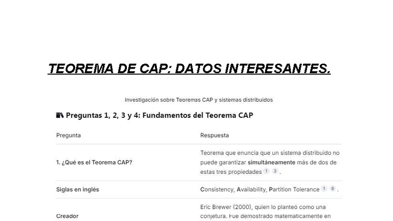 Teorema CAP: Análisis y Críticas en Sistemas Distribuidos - Studocu