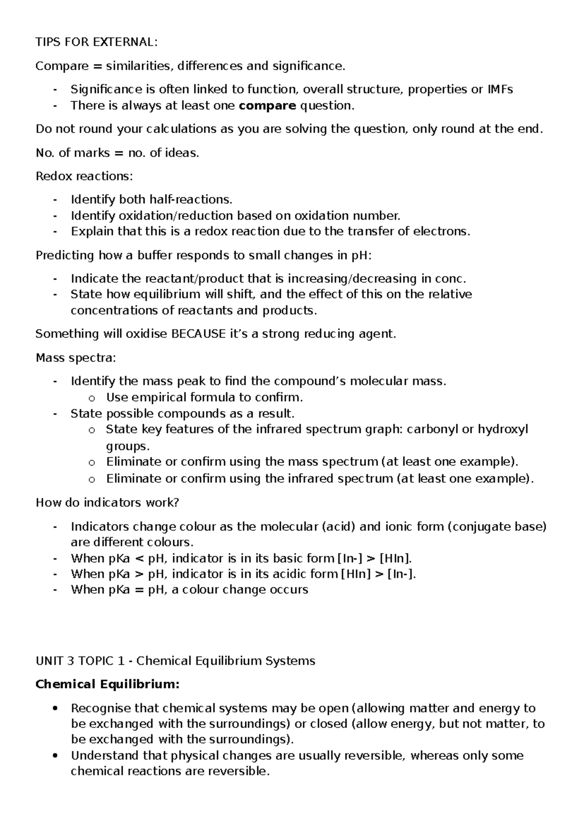 QCAA Chemistry External Exam Notes: Key Concepts & Calculations - Studocu