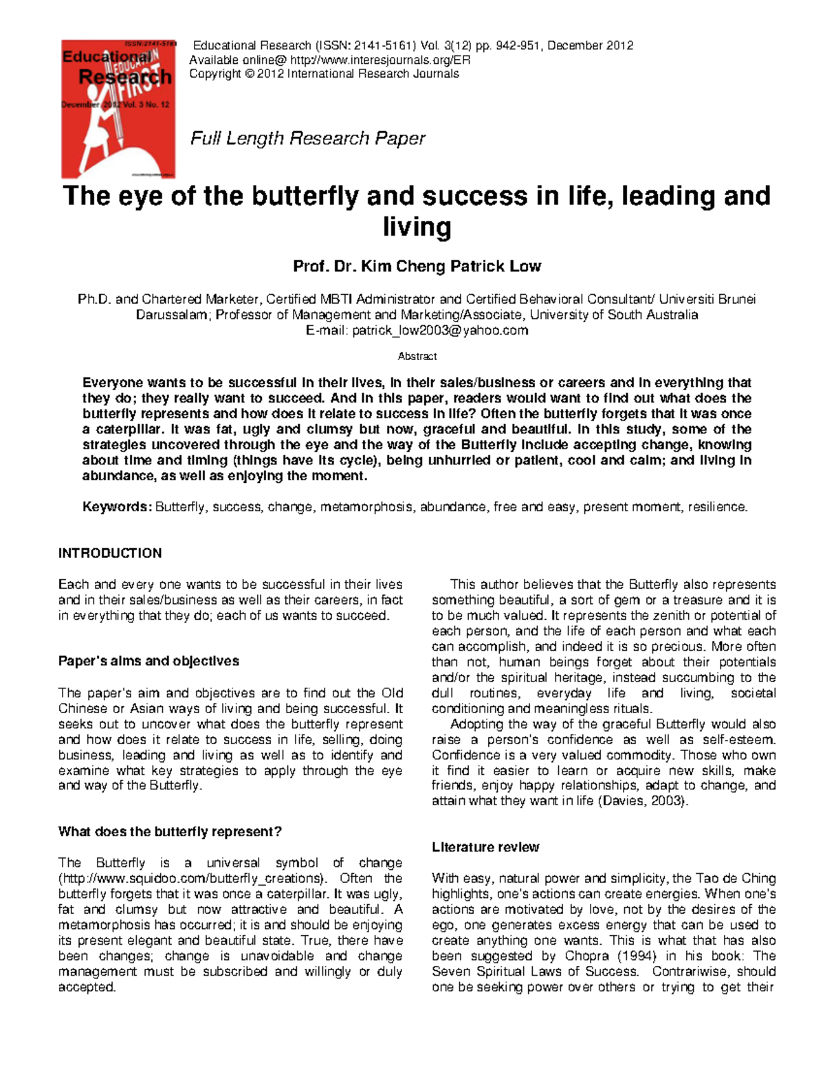 The Eye of the Butterfly: Success Strategies in Life and Leadership ...