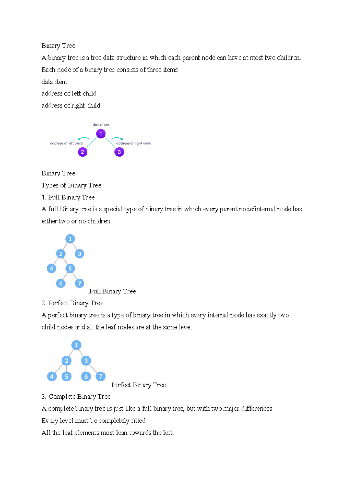 Bt - Binary Tree Notes and Operations Overview - Studocu