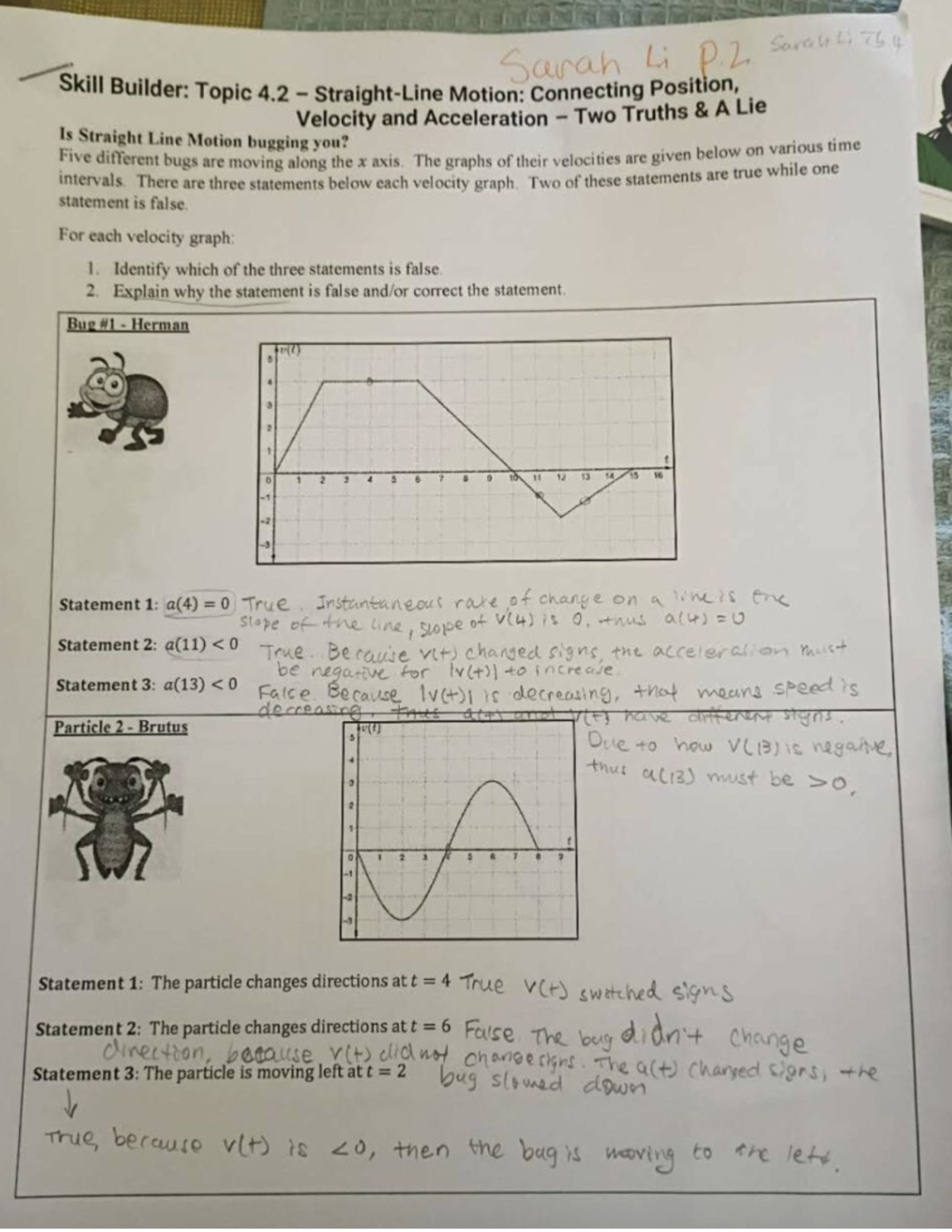 Skill Builder 4.2: Motion - Position, Velocity & Acceleration Analysis - Studocu
