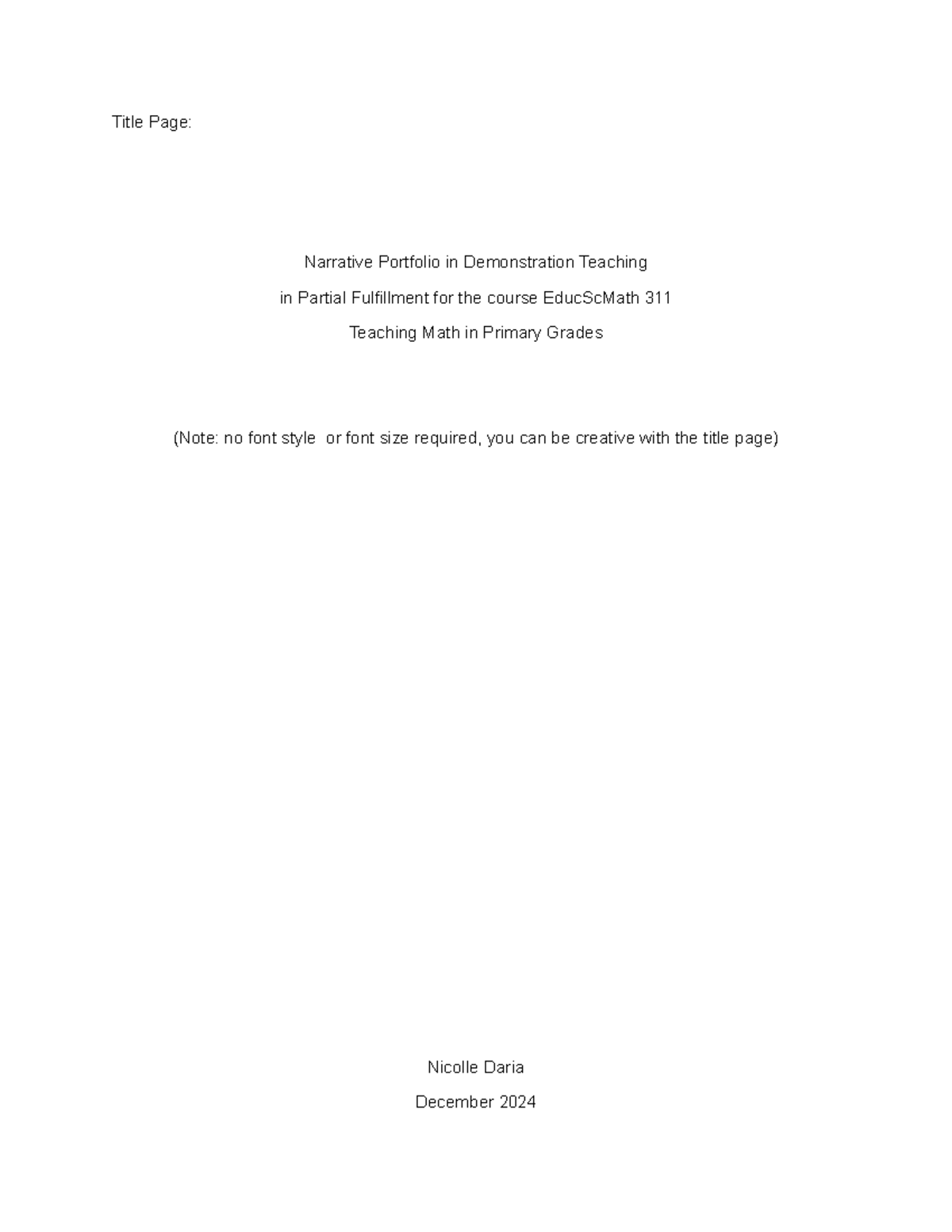 Final-Requirement-Format-and-Grading - Bachelor of Elementary Education ...