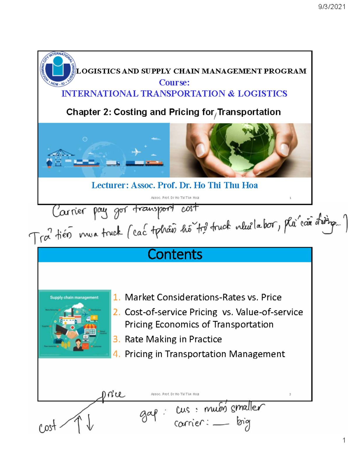 INTERNATIONAL TRANSPORTATION LOGISTICS: Chapter 2 - Costing & Pricing ...