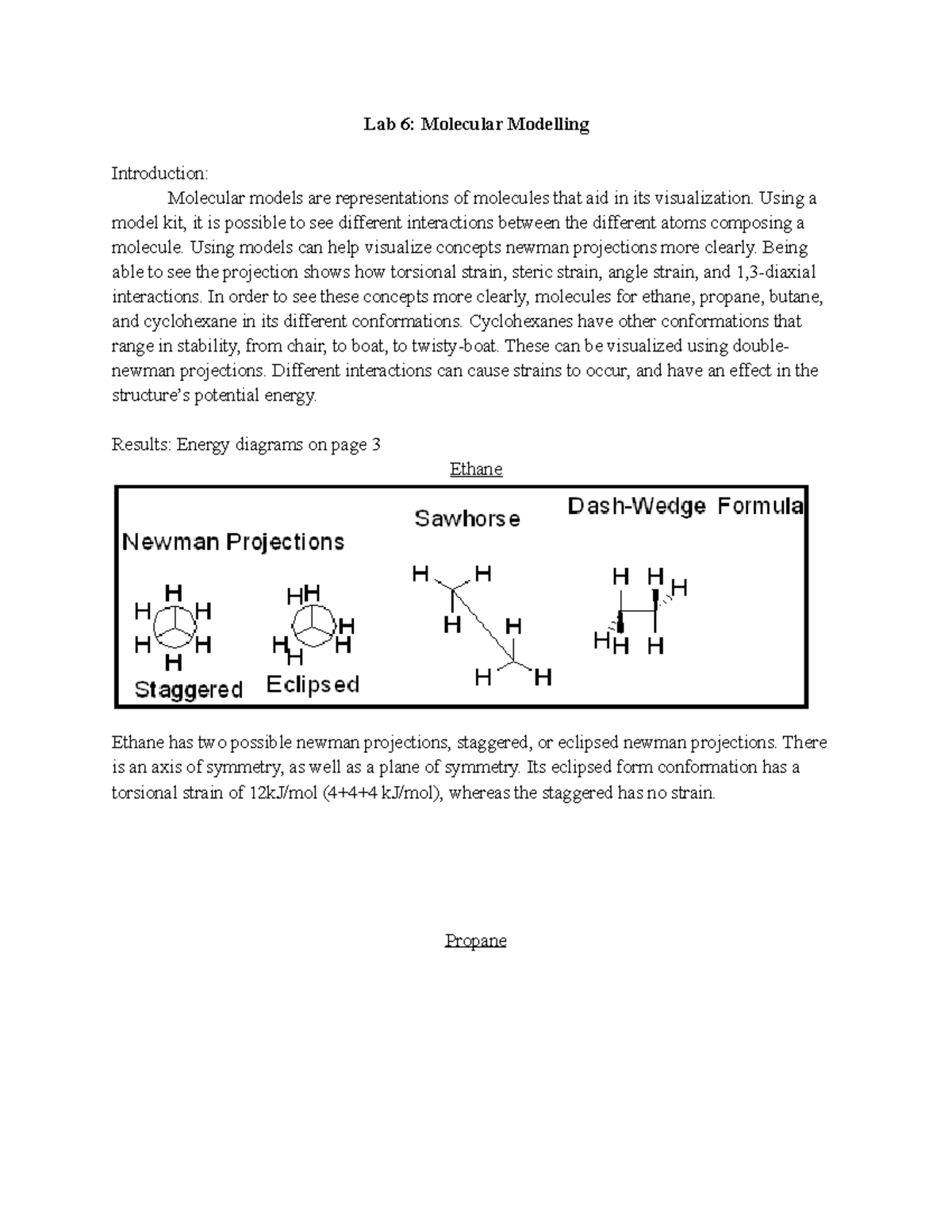 Orgo 6: Molecular Modelling Lab Report and Analysis - Studocu