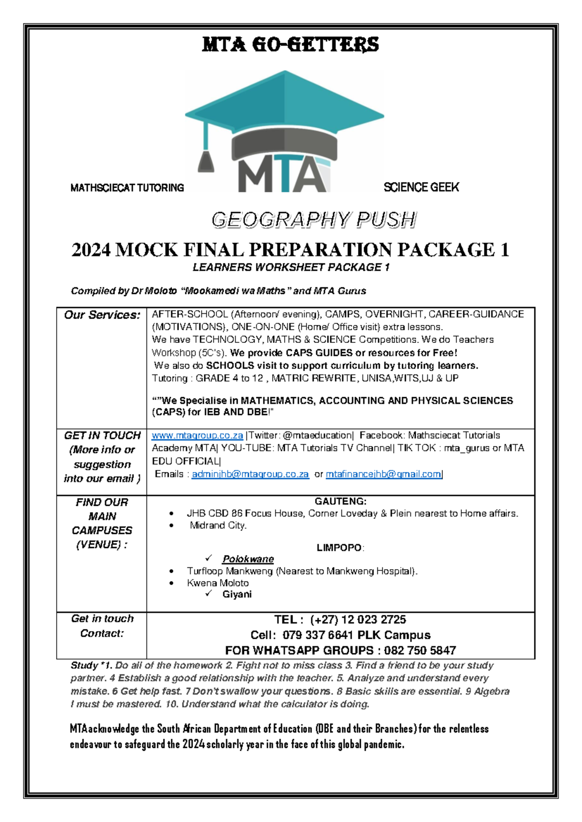 MTA L GEOG 2024 MOCK Final Preparation Package 1 for Geographers - Studocu