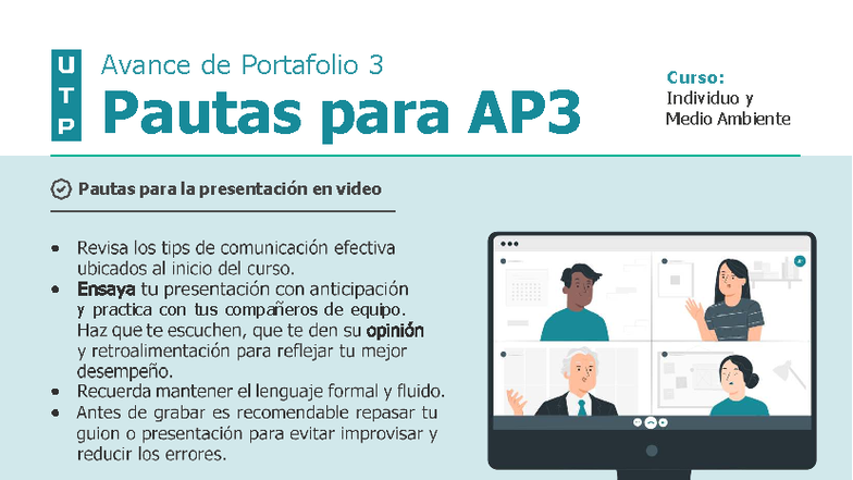 Pautas para Presentación de Video - AP3 Individuo y Medio Ambiente ...