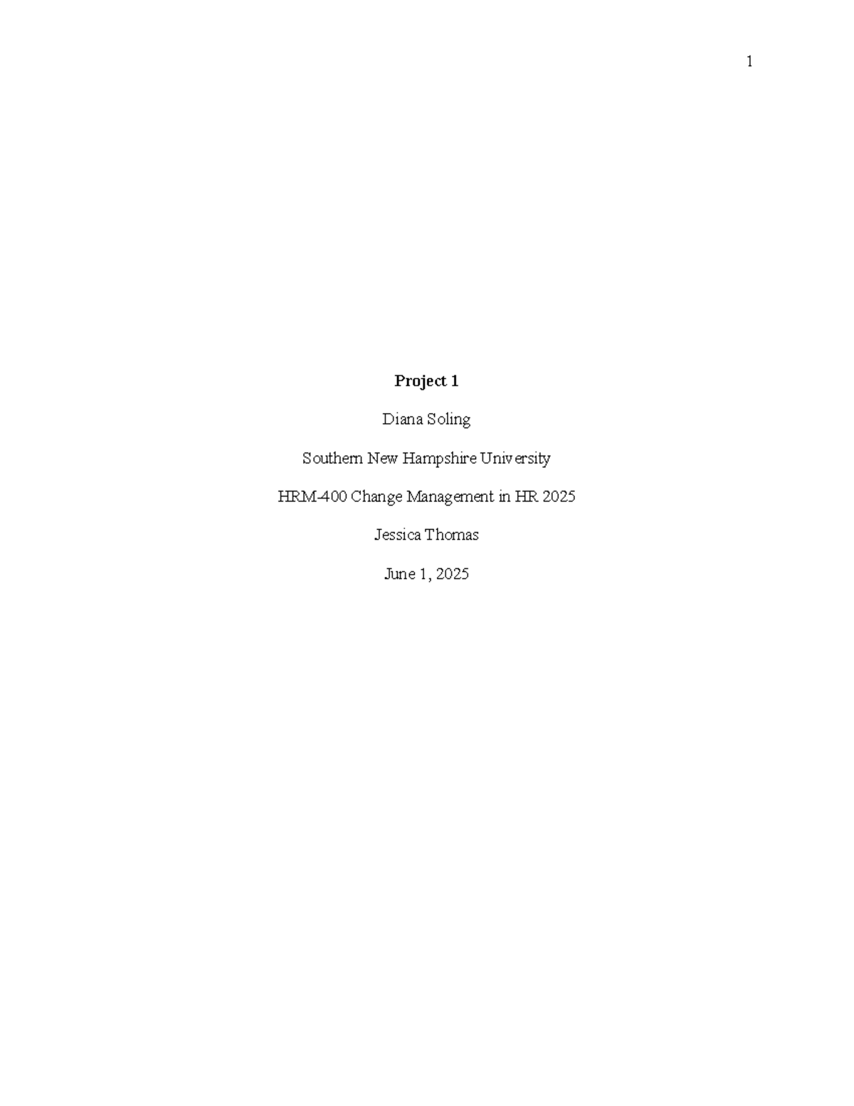 HRM-400 Project 1: Change Management Strategies for HR Transition - Studocu