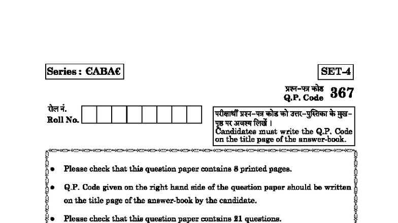CBSE Class 12 AI (367) Set-4 Question Paper 2022 - Studocu