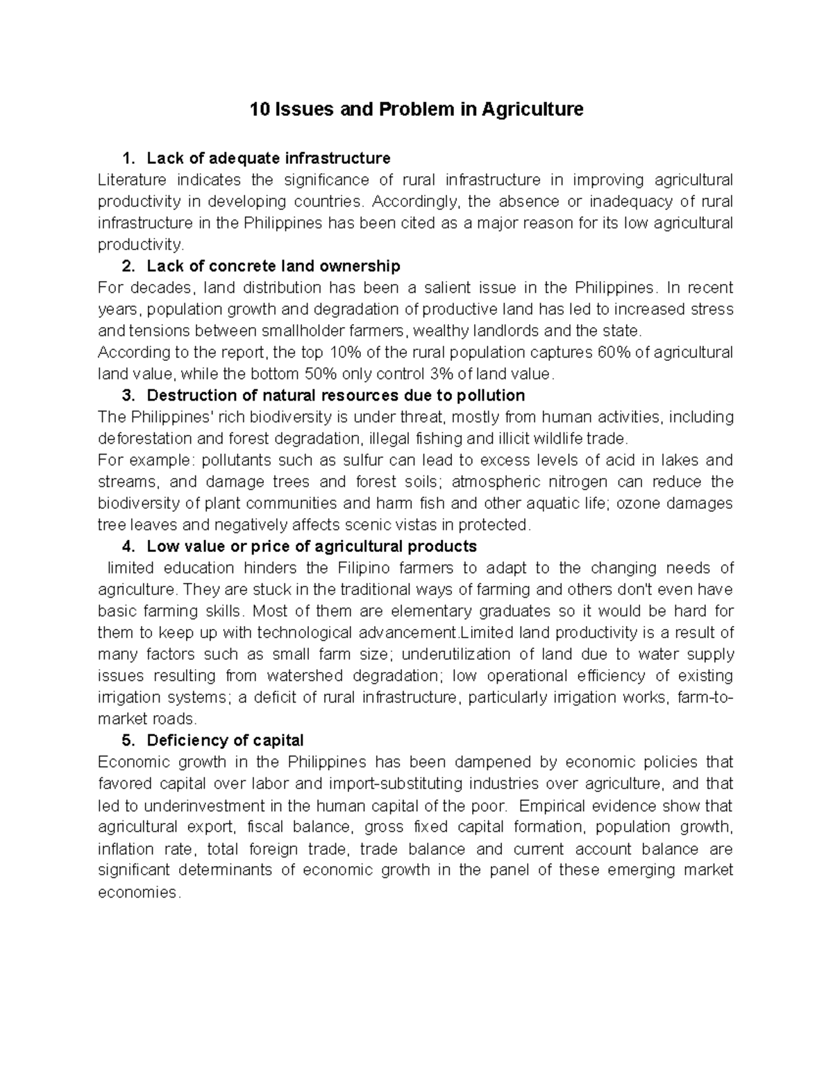 10 Issues and Problem in Agriculture - Lack of adequate infrastructure ...