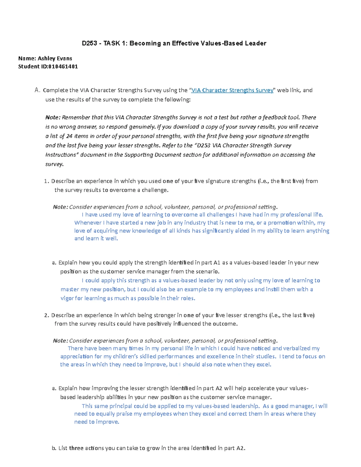 Values-Based Leadership RSM3 Task 1: Insights on Effective Leadership ...