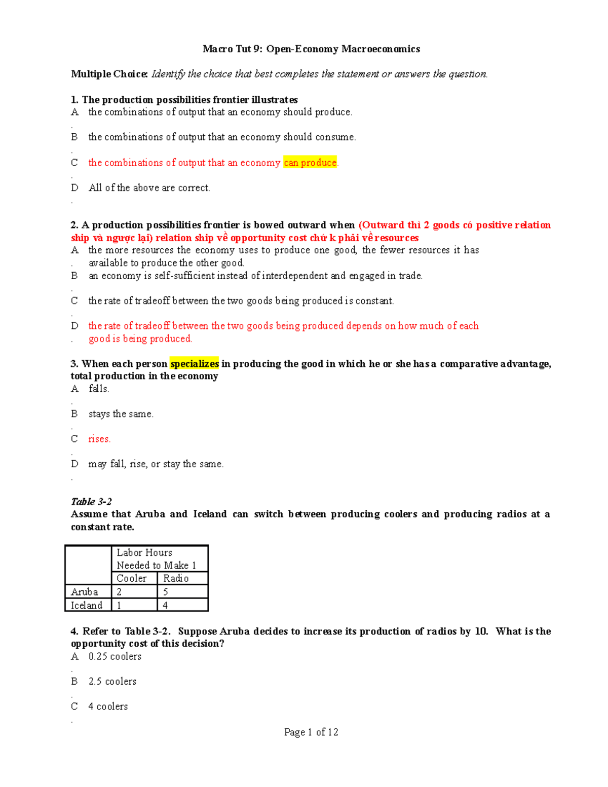 Macro tutorial 9 - Macro Tut 9: Open-Economy Macroeconomics Multiple ...