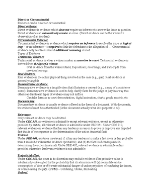 Character Evidence Outline - FRE 401 - Test for Relevant Evidence ...