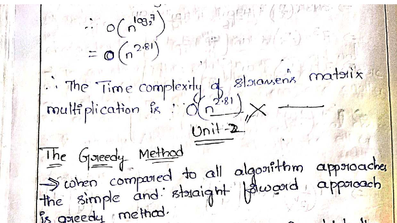 (n¹⁰⁹²) DAA Unit 2: Greedy Algorithms & Time Complexity Analysis - Studocu