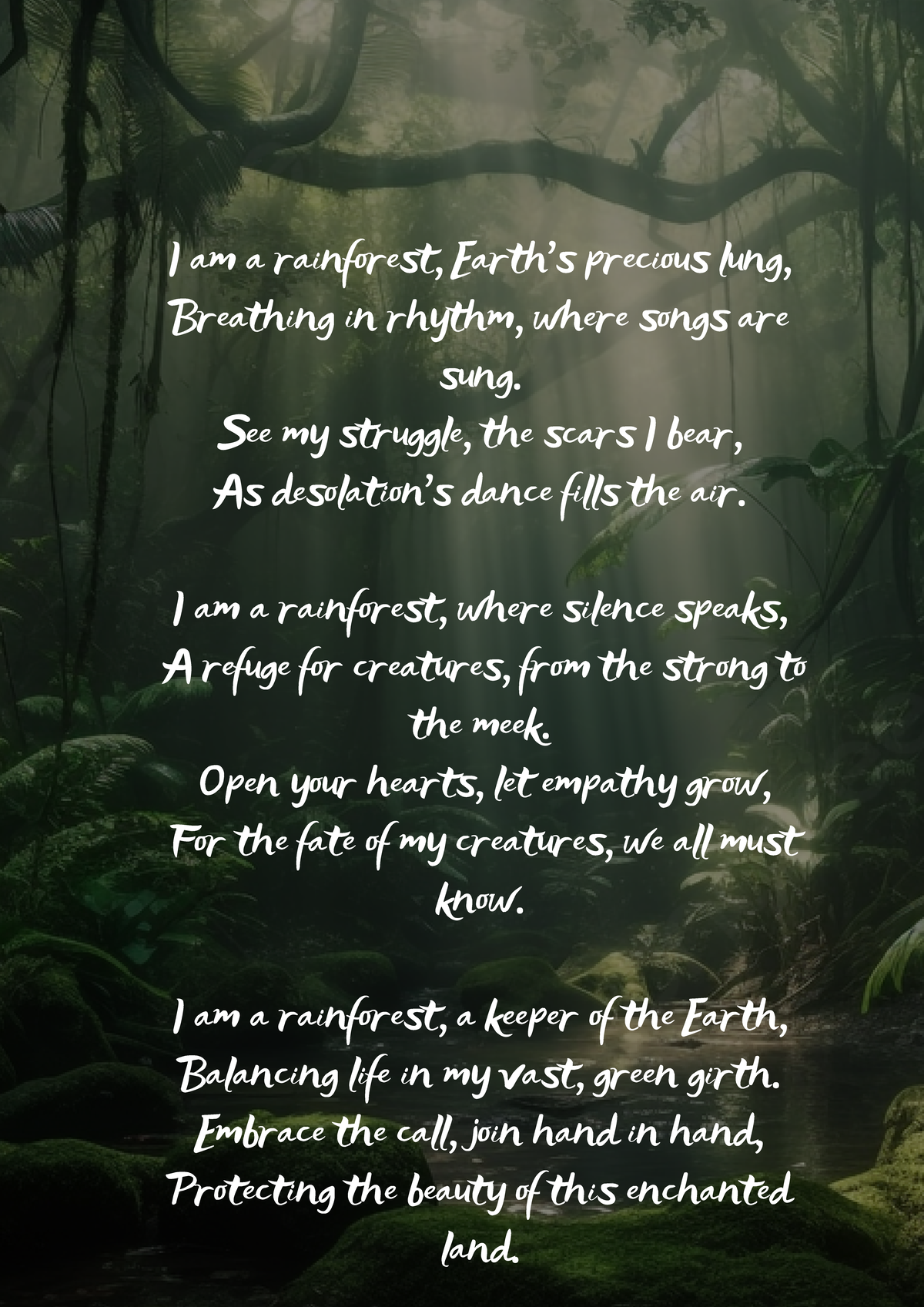 Poem by margarida - poema ambiental ingles - I am a rainforest, Earth's ...