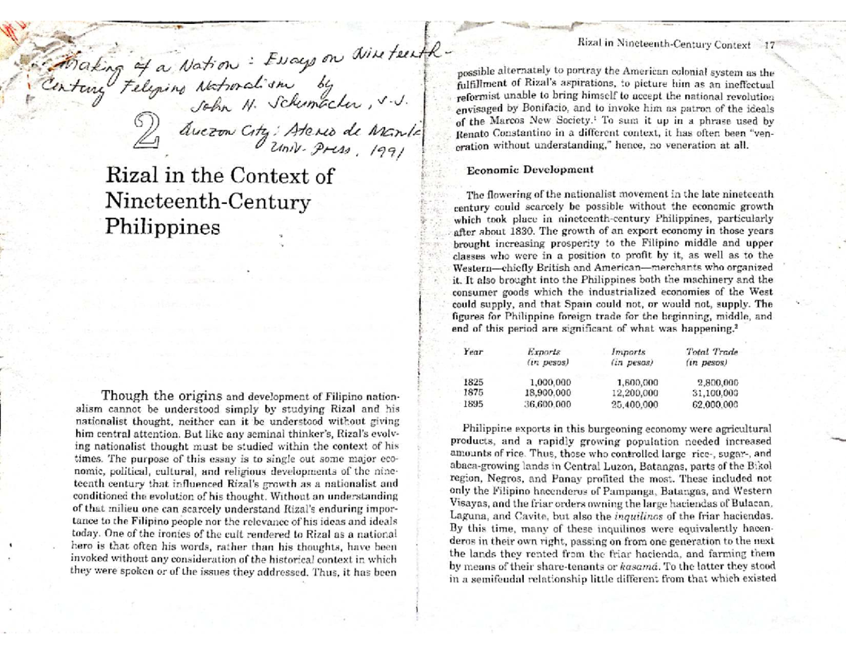 Rizal in the Context of 19th Century Philippines: Essays on Nationalism ...