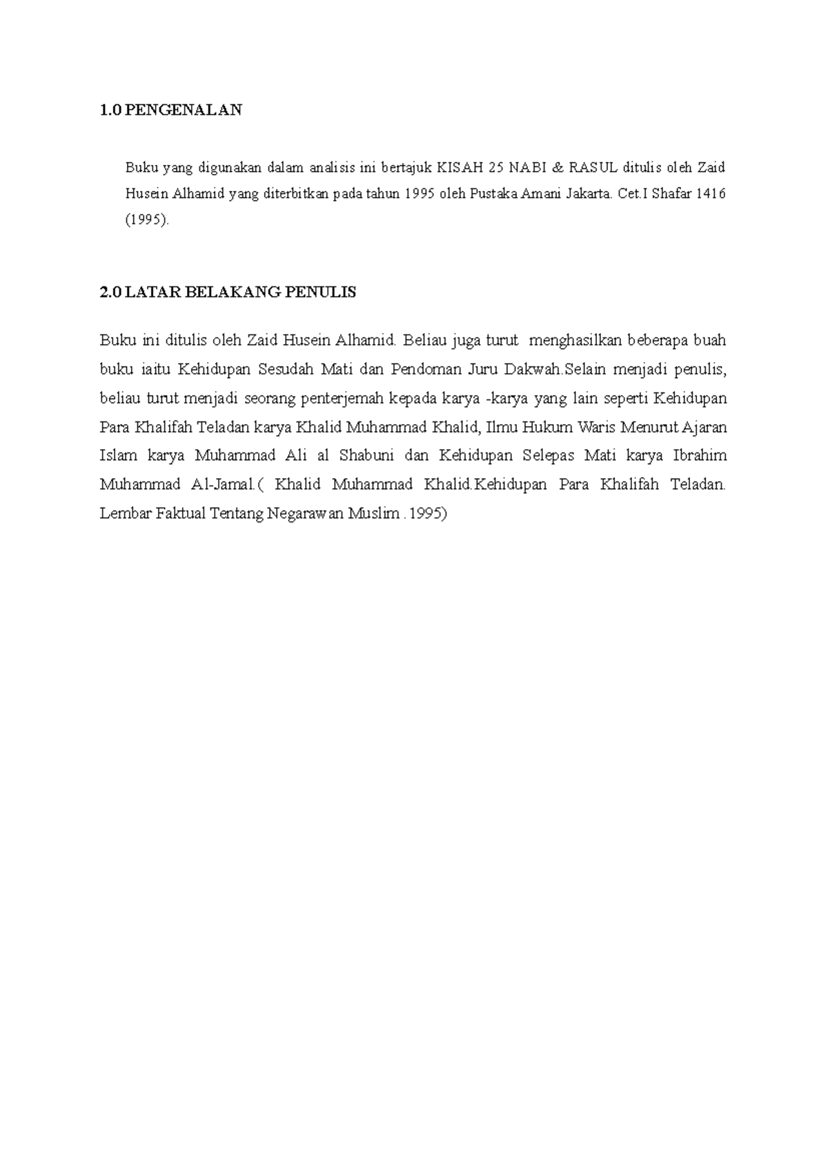 CTU101: Assignment on the Stories of Prophets in Islam - Studocu