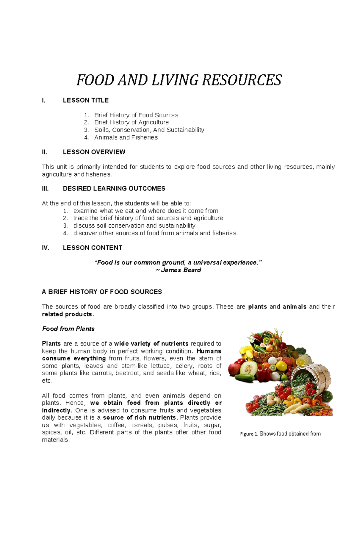 Module 5: Food and Living Resources - Exploration and History - Studocu