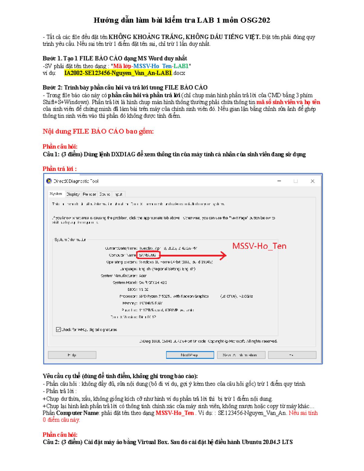 Hướng Dẫn LAB 1 - OSG202: Tạo File MS Word và Thông Tin Sinh Viên - Studocu