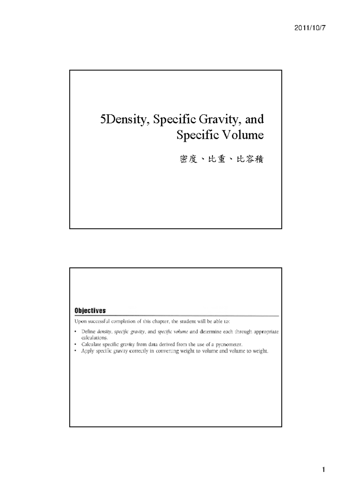 Chapter 5: Density, Specific Gravity, and Specific Volume Insights - Studocu
